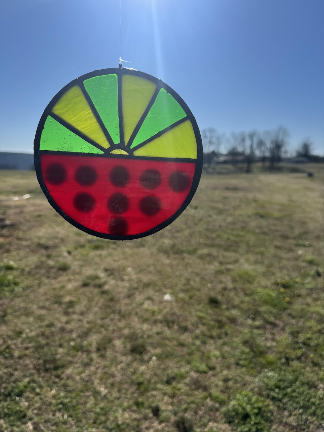Handmade Watermelon Stained Glass Suncatcher – Vibrant Sunburst Window ...