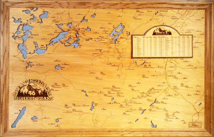 24x30 ADK, Finger Lakes, USA Map -laser Engraved With Water Depth ...