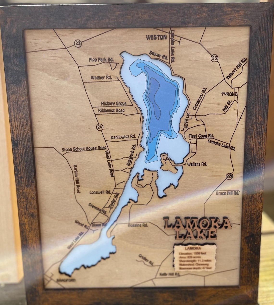 8x10 Lamoka, Waneta Lakes, NY Lakes, Finger Lakes ,laser Engraved With ...