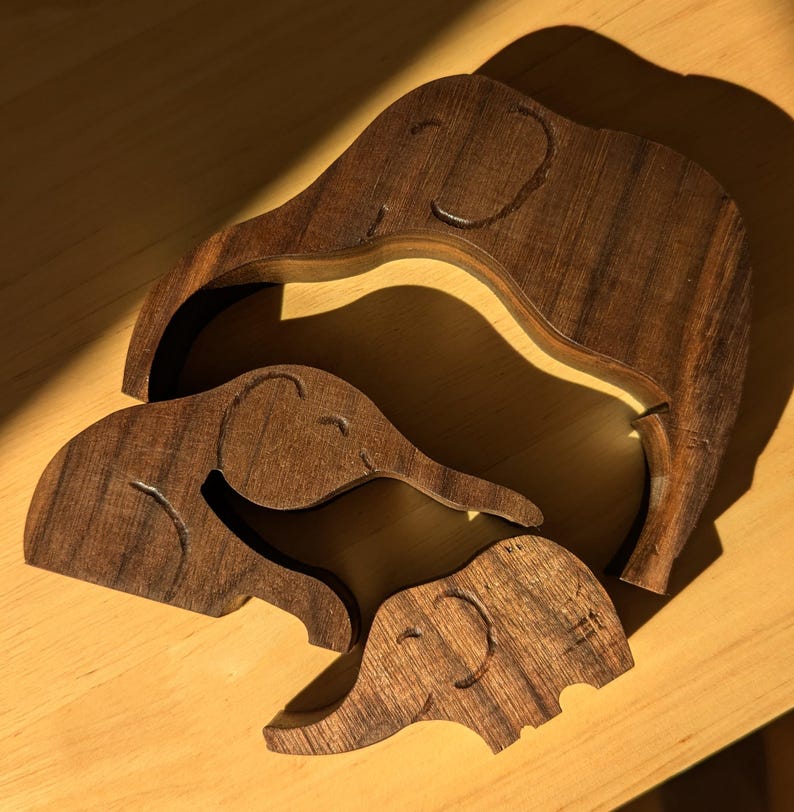 Scrollsaw Pattern, Elephant Family Hugging Template (pdf) Downloadable, Woodworking, Beginner ...