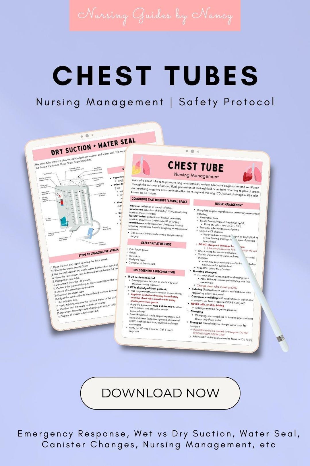 Nursing Management of Chest Tubes - Etsy