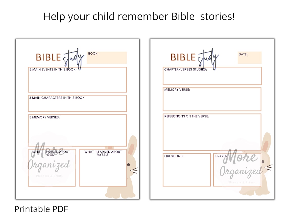 Kids Bible Study Journal for Studying Bible Verses - Digital Download ...