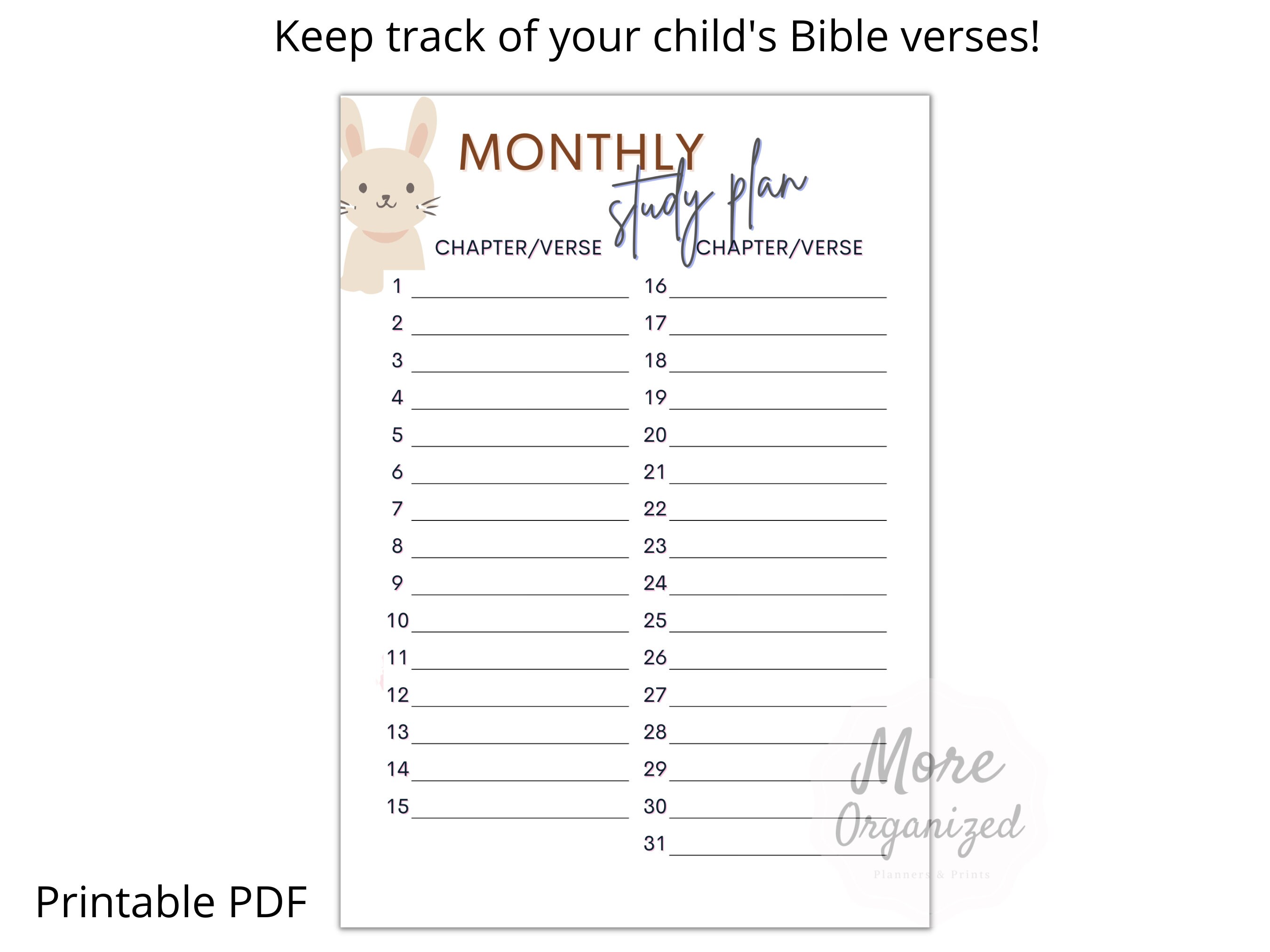 Kids Monthly Bible Study Tracker for Bible Verses - Etsy
