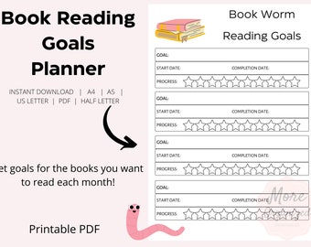 Reading Habit Tracker Printable, Reading Goal Tracker for the Book ...