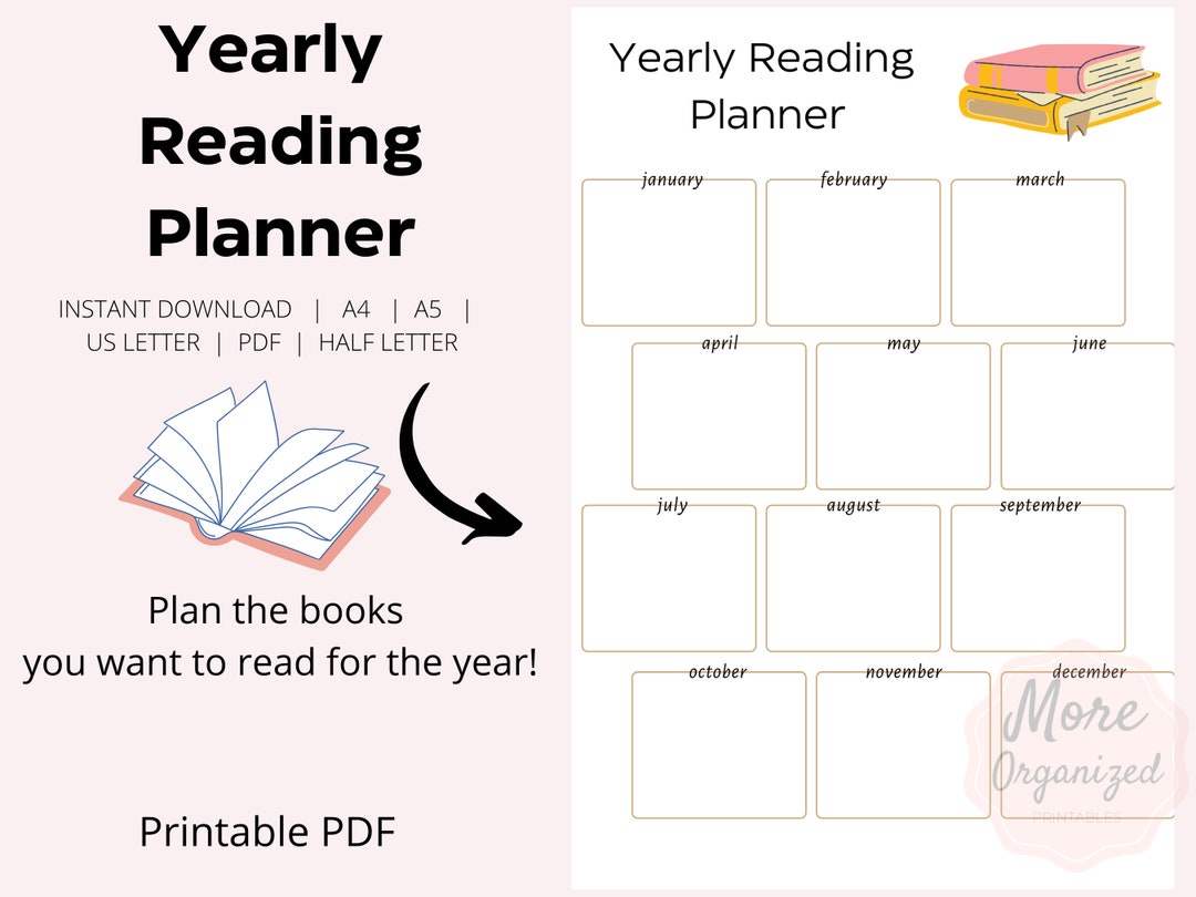 Read More Books! Yearly Reading Calendar - Printable Planner Pdf - Etsy