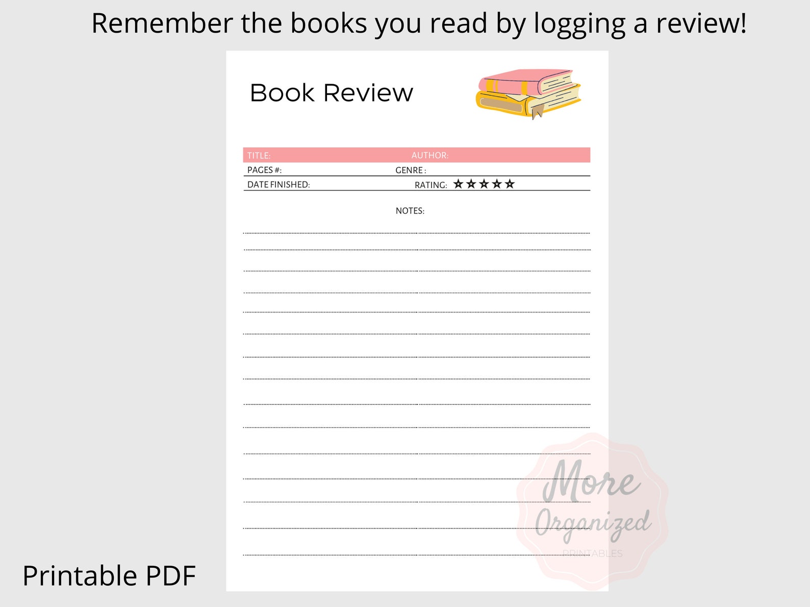 Printable Reading Journal, Reading Log, Book Tracker - PDF Format - Etsy