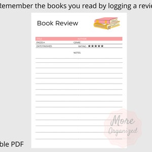 Printable Reading Journal, Reading Log, Book Tracker - PDF Format - Etsy