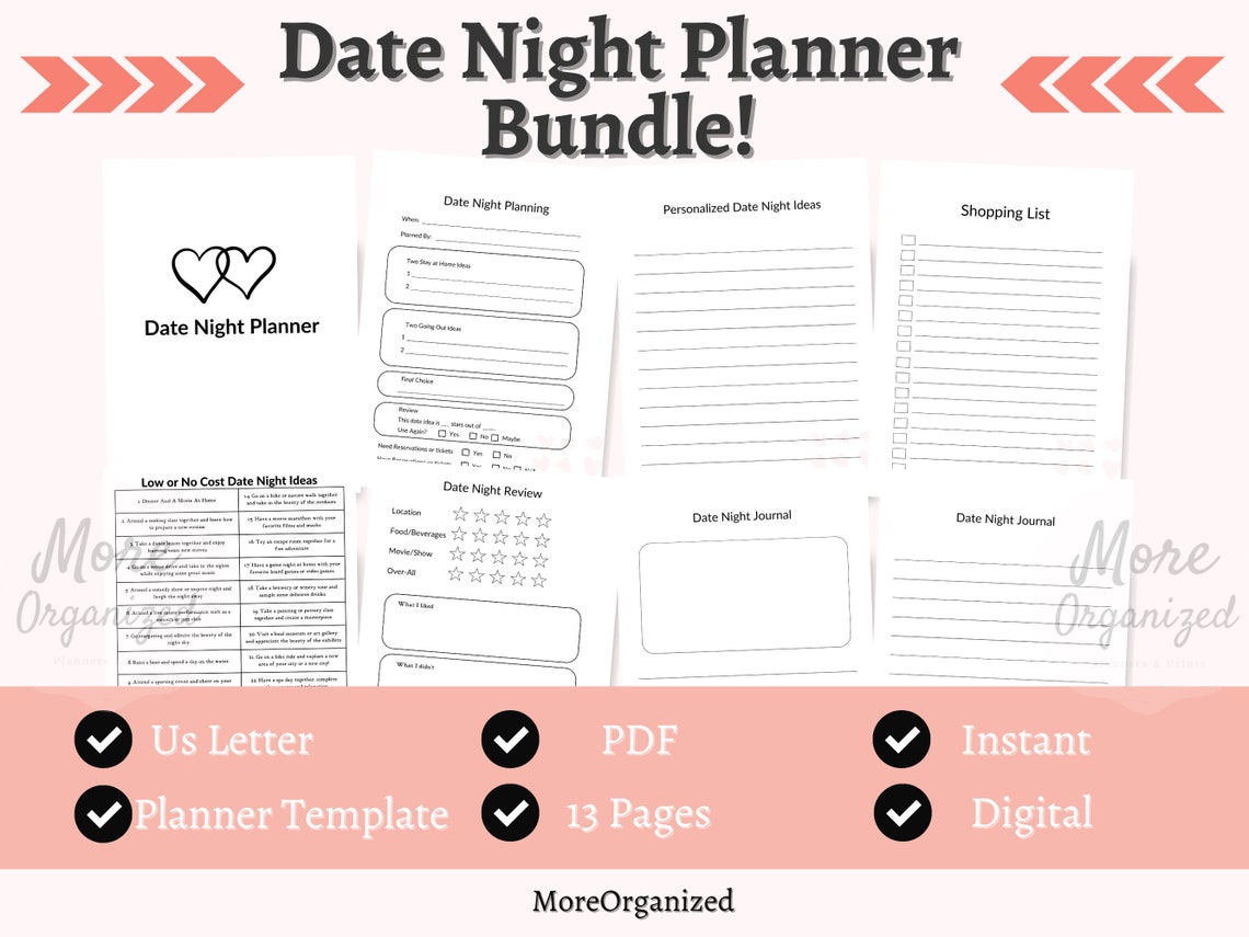 Date Nights Planner PDF Bundle for Couples - Instant Download Printable ...