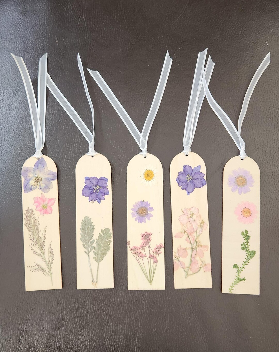 Wooden Bookmarks Made With Natural Dried Pressed Flowers - Etsy