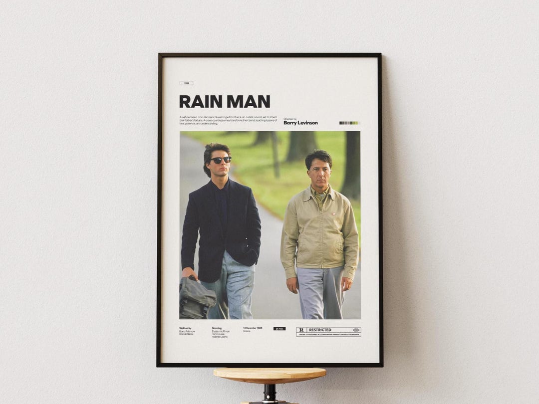 Rain Man Poster, Dustin Hoffman and Tom Cruise Starring Rain Man Print, Barry Levinson's 1988 ...