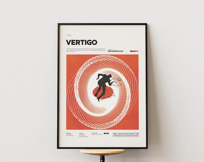 DIGITAL DOWNLOAD Vertigo Poster Alfred Hitchcock Vintage Aesthetic Wall ...