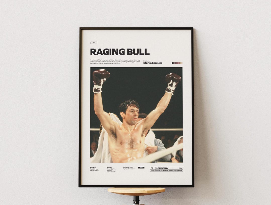 Raging Bull Film Poster, Martin Scorsese's Raging Bull Movie ...