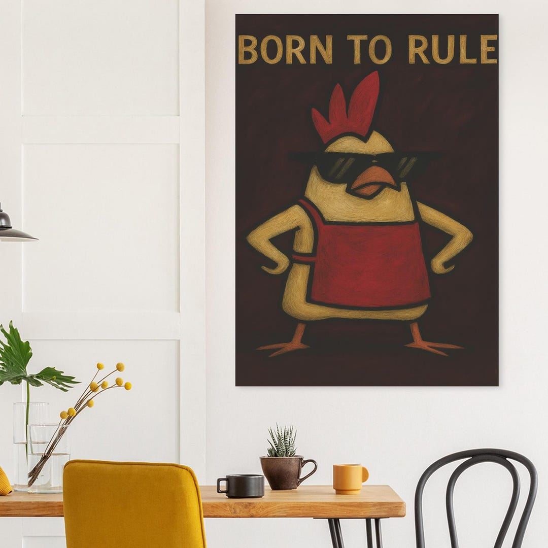 Chicken Art Funny Chicken Poster Cool Chicken Painting Vintage Chicken ...