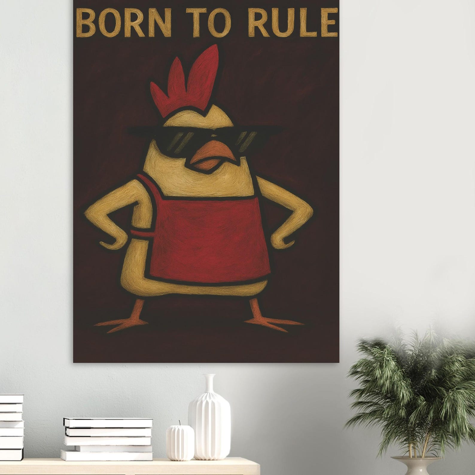 Chicken Art Funny Chicken Poster Cool Chicken Painting Vintage Chicken ...
