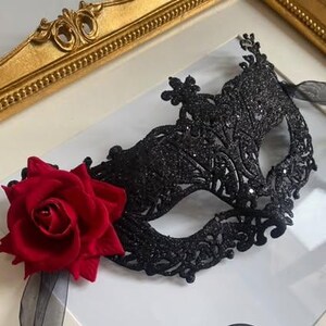 Venetian Black Masquerade Mask Glitter Sparkle Ball Fancy Dress Party ...