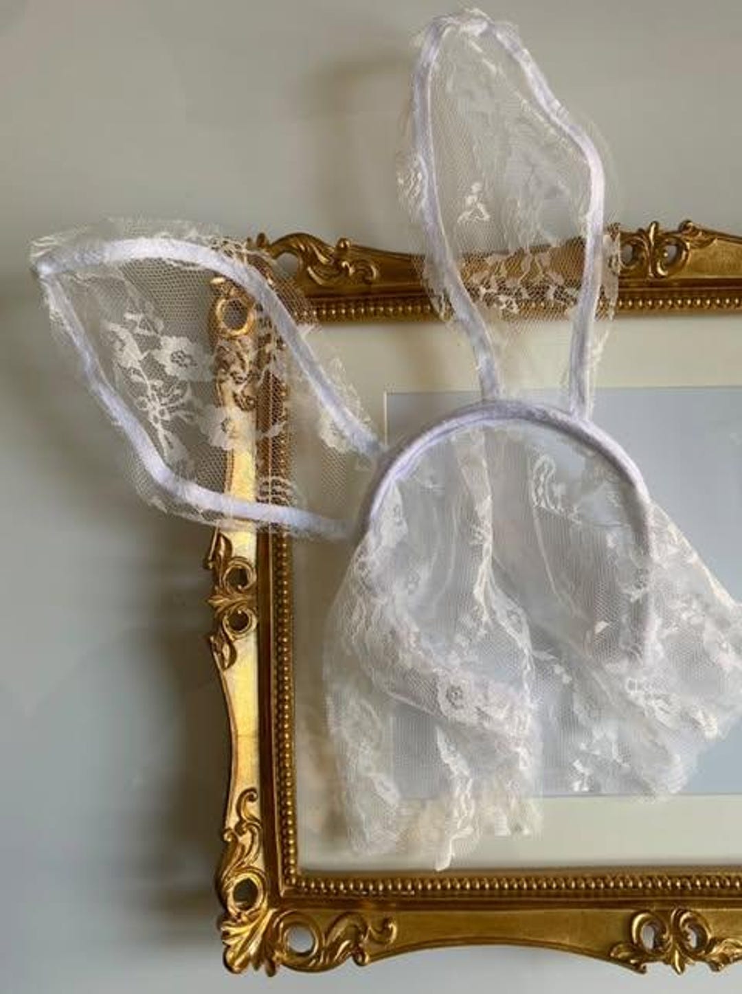 Summer White Lace Bunny Ears Hand Band Veil Headpiece Dress up Fancy ...