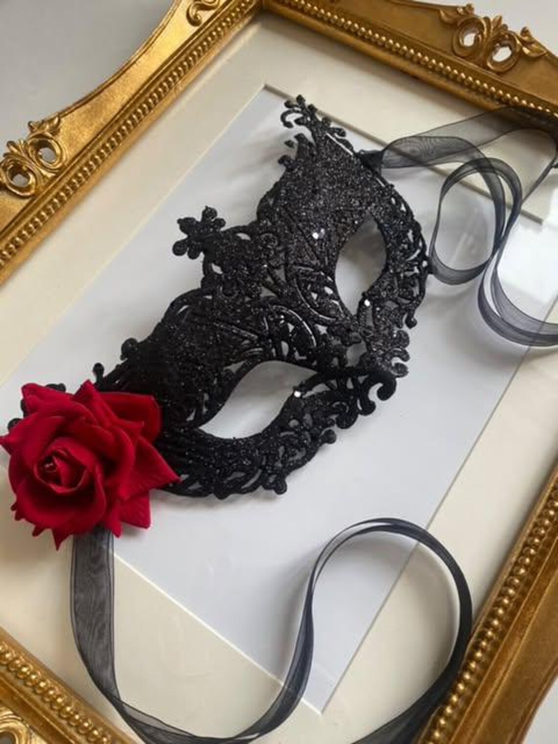 Venetian Black Masquerade Mask Glitter Sparkle Ball Fancy Dress Party ...