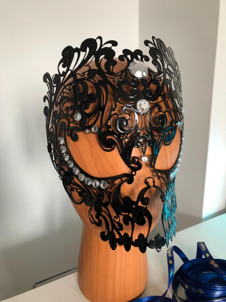 SKULL HALLOWEEN Cosplay METAL Jewelled Full Face Mask Venetian Ball ...