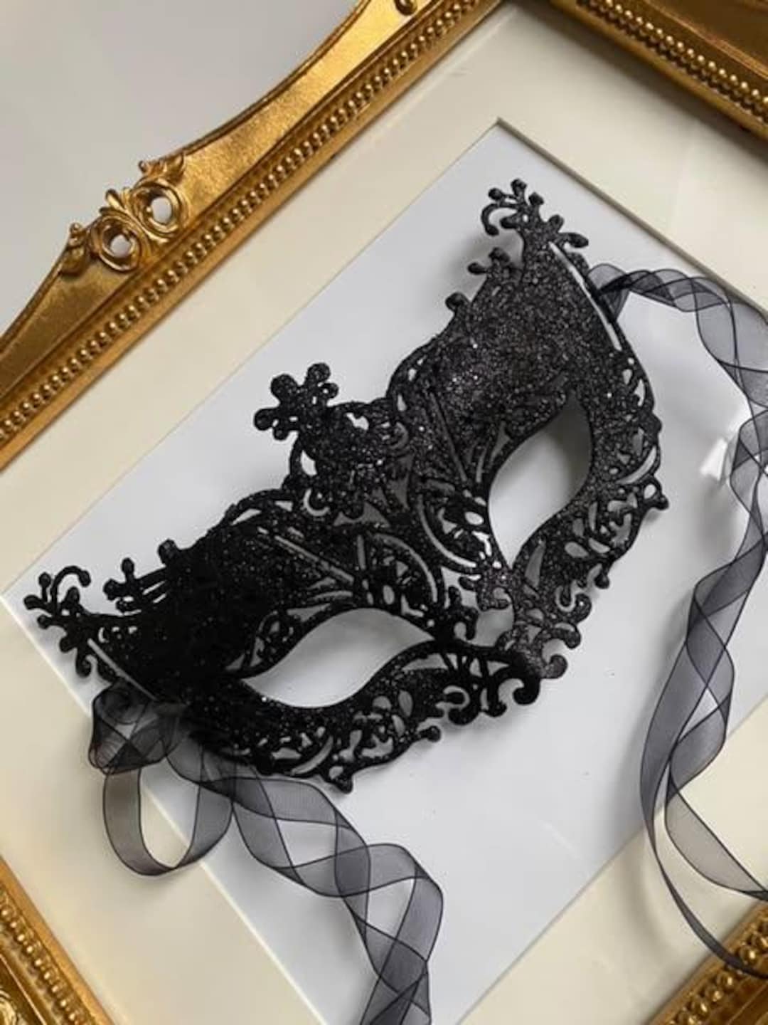 Venetian Black Masquerade Mask Glitter Sparkle Ball Fancy Dress Party ...