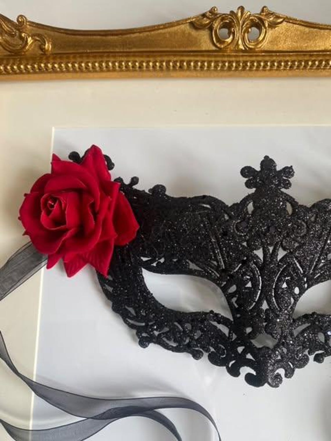 Venetian Black Masquerade Mask Glitter Sparkle Ball Fancy Dress Party ...