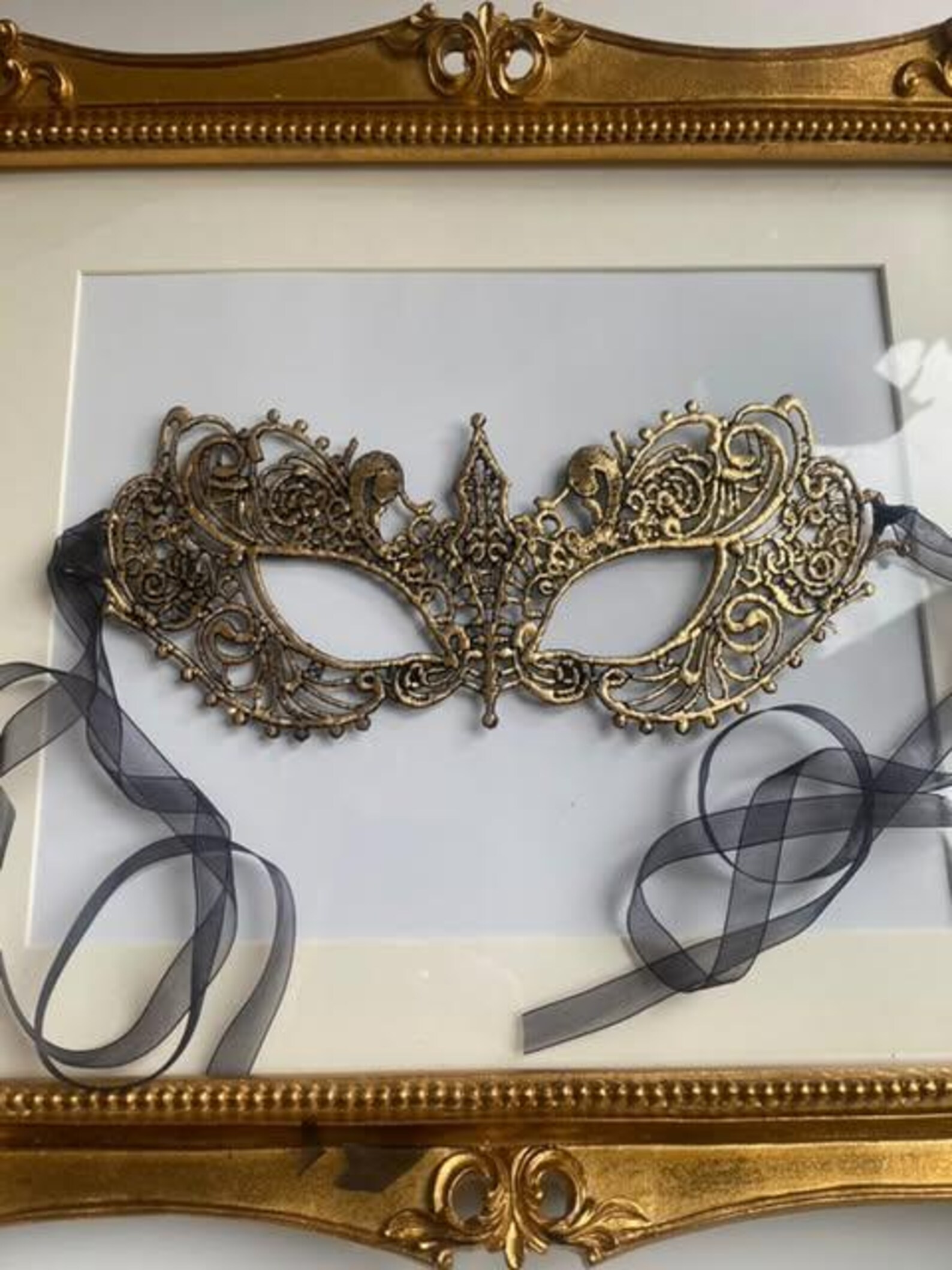 Summer Venetian Lace Gold Masquerade Mask Diamante Gem Detail Ball ...