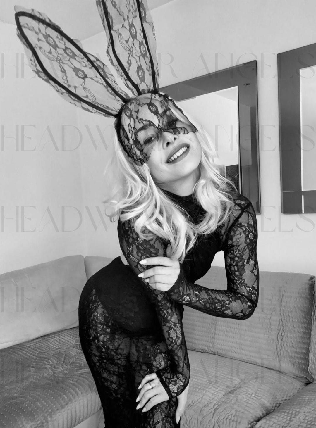 Black Lace Bunny Ears Headband With Veil – Masquerade Party Headwear - Etsy
