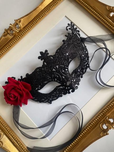 Venetian Black Masquerade Mask Glitter Sparkle Ball Fancy Dress Party ...