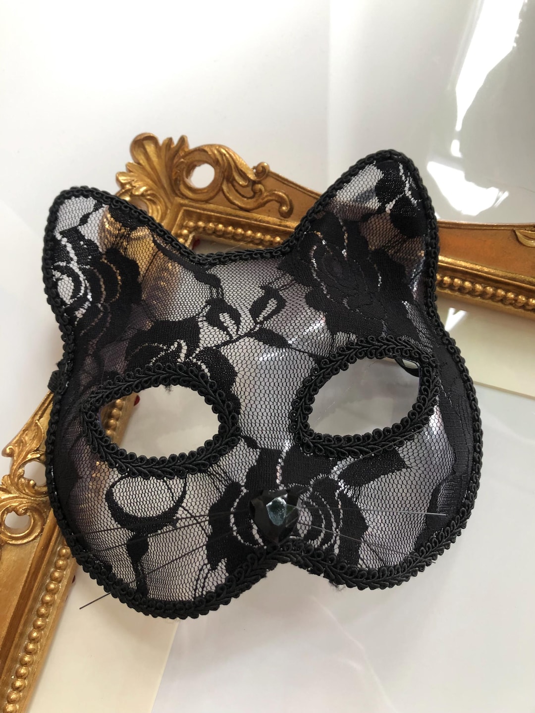 Black Lace Kitten Face Mask Masquerade Ball Fancy Dress Party Cosplay ...