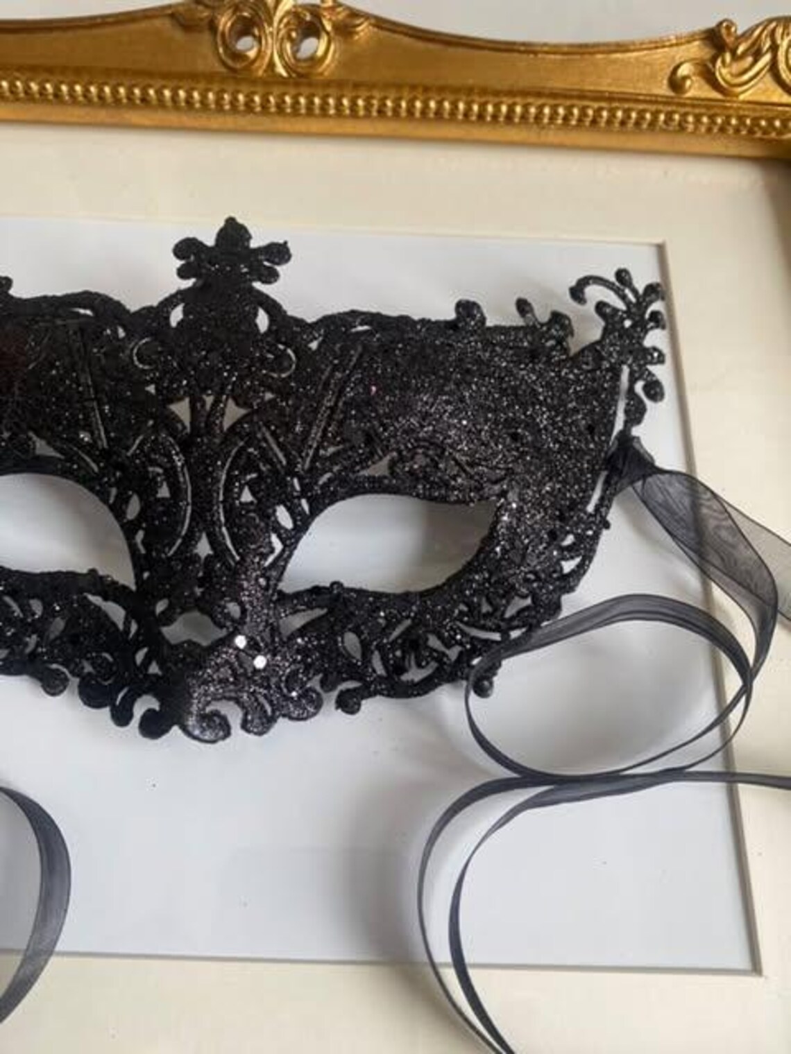 Venetian Black Masquerade Mask Glitter Sparkle Ball Fancy Dress Party ...