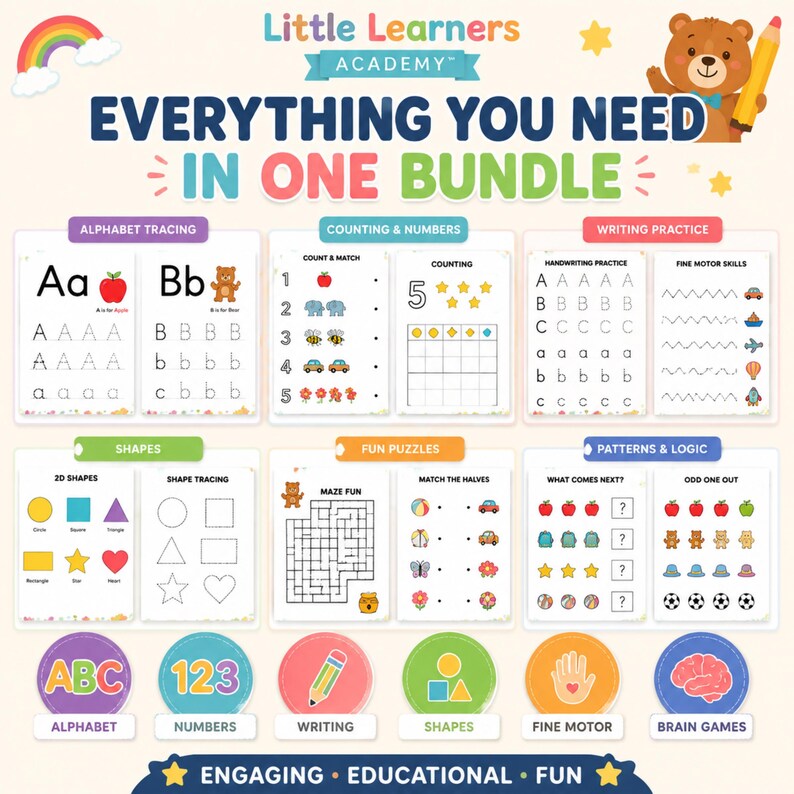 Preschool Curriculum Bundle | 250+ Learning Activities, Worksheets ...
