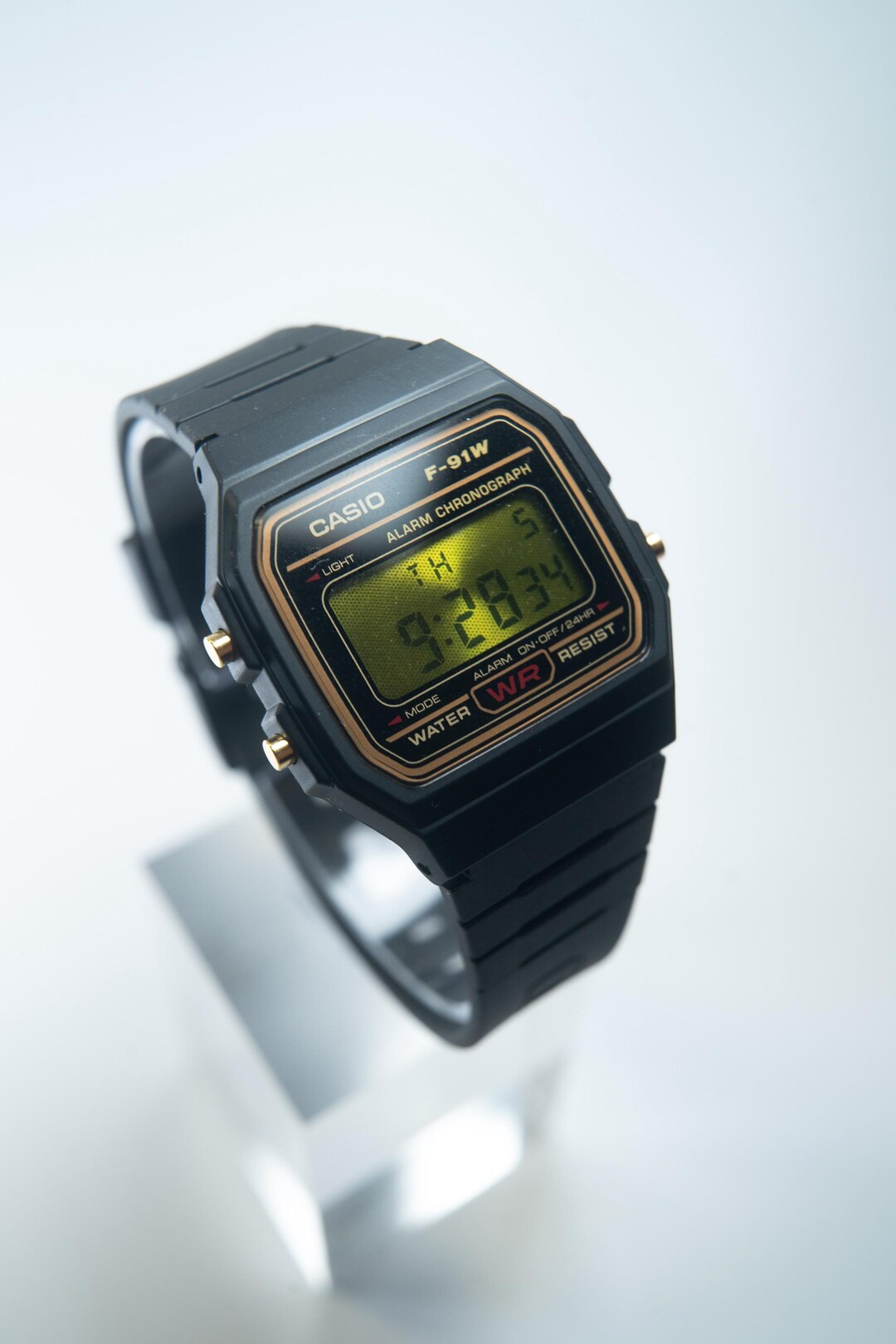 Custom Casio F91W With Yellow Metal Mesh Screen - Etsy