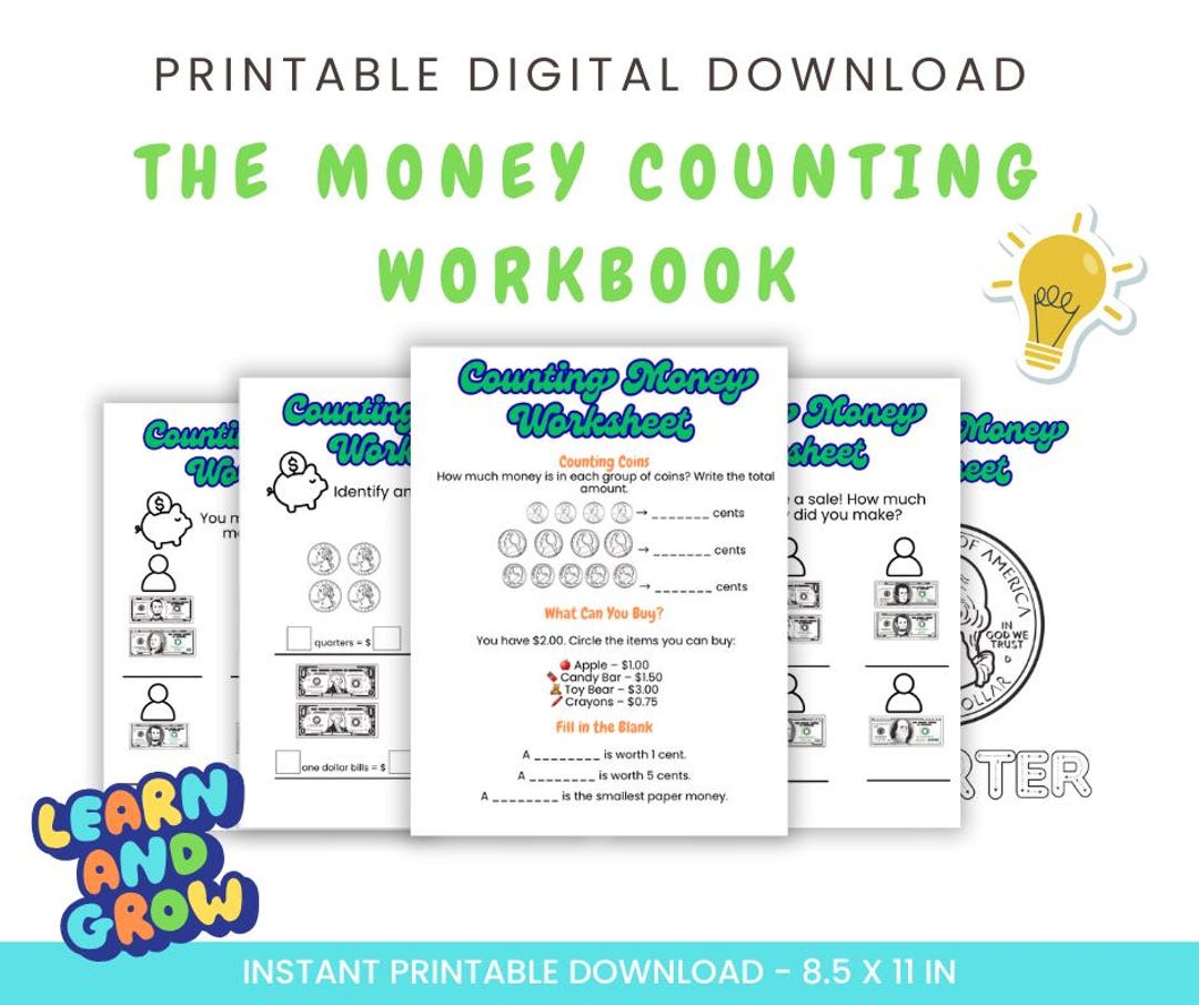 Counting Money Worksheet Bundle: Kids Homeschool Activities (printable ...