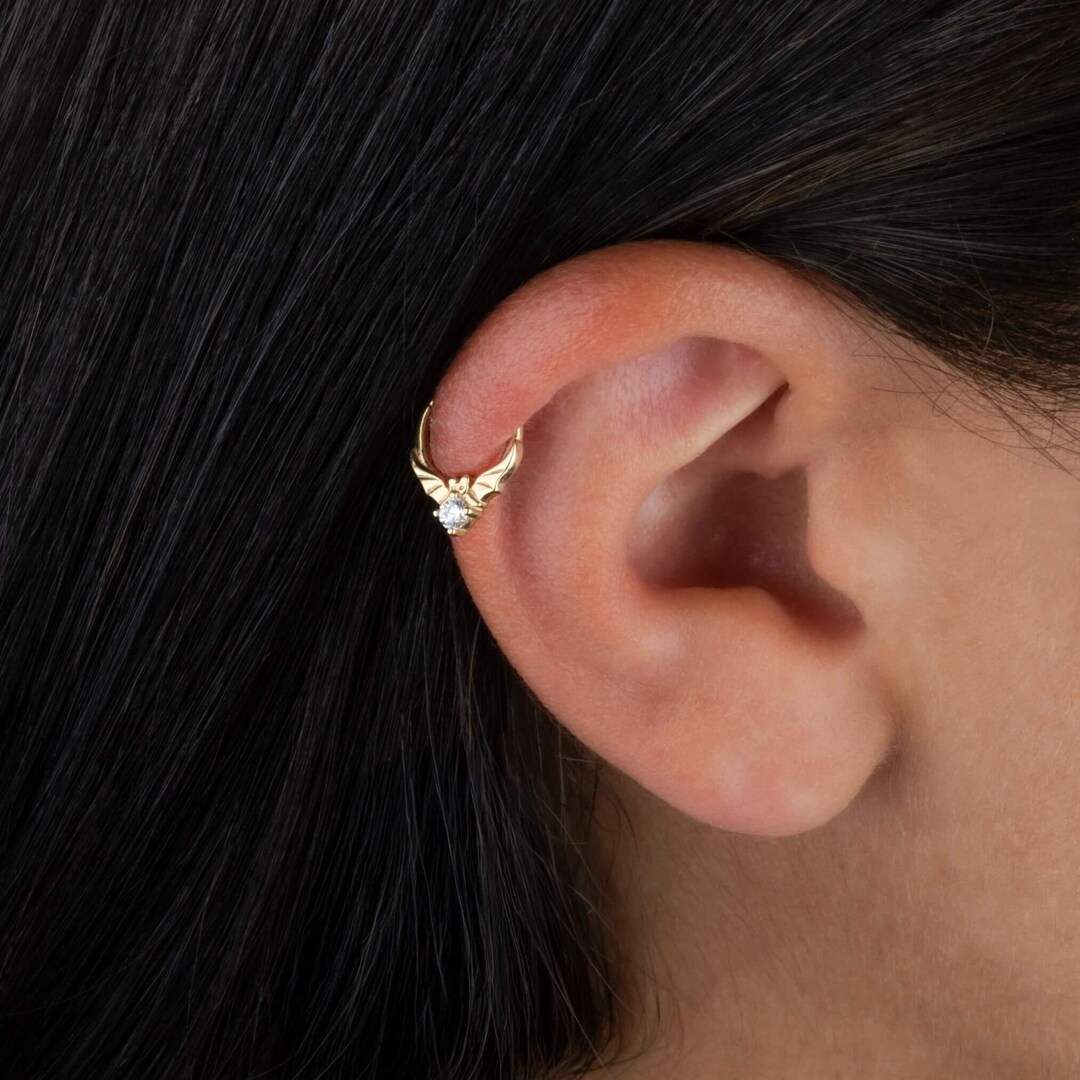 14K Gold Halloween Earring / Minimal Helix Ring / Minimal Cartilage ...