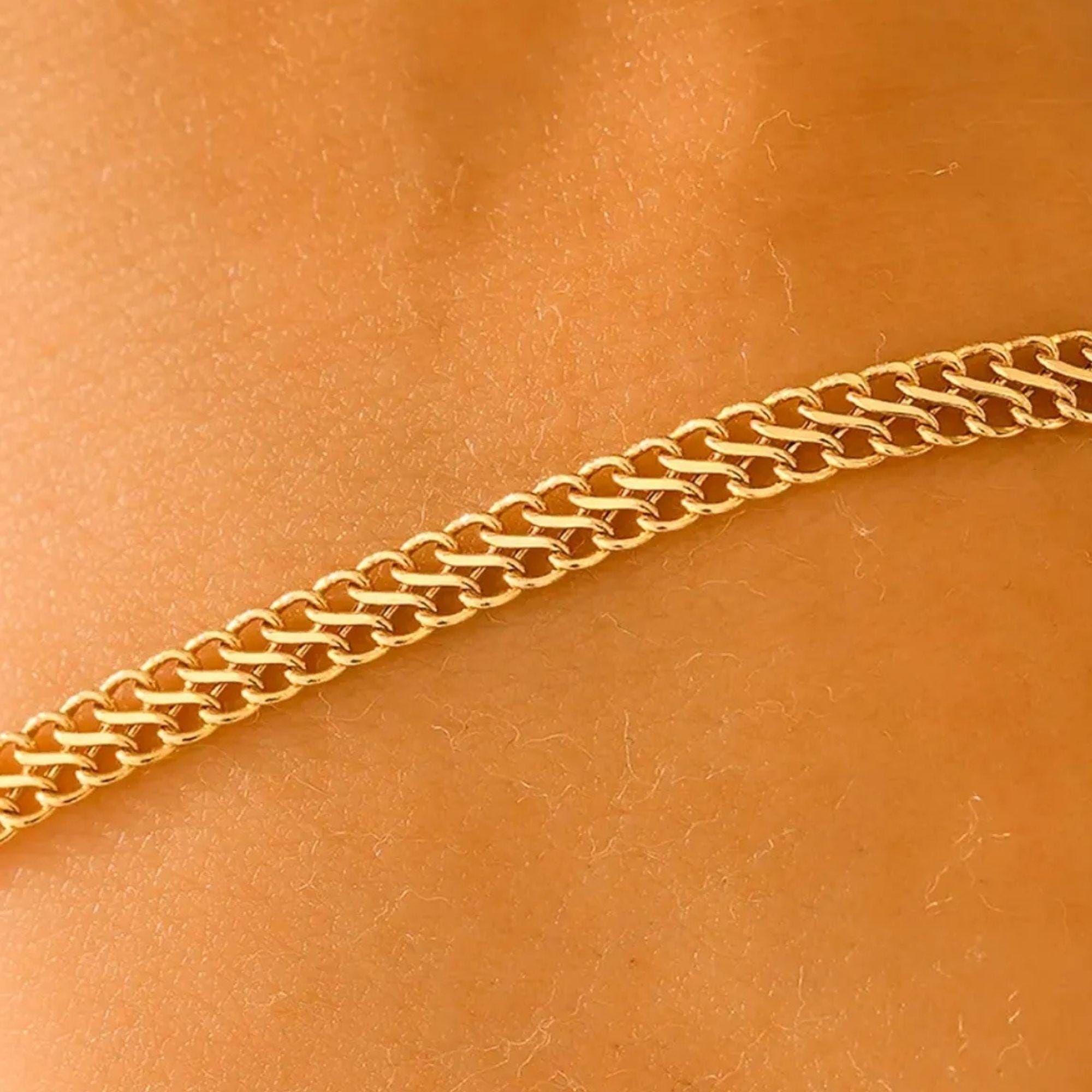 14K Solid Gold Double Curb Chain Bracelet – Dainty Vienna Bracelet-gift ...