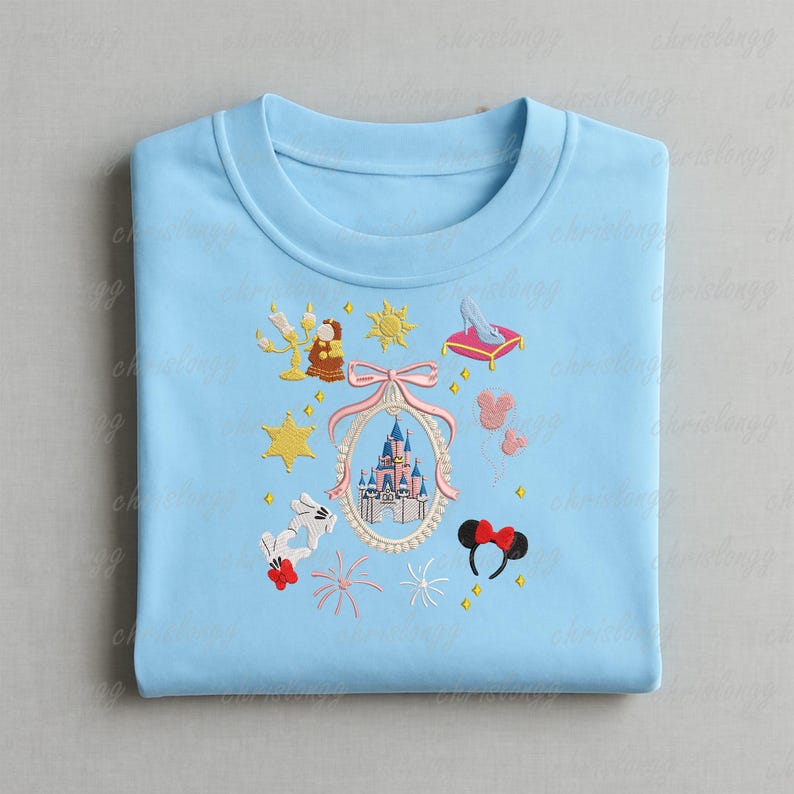 Magical Castle Coquette Bow Embroidery Design, Magic Kingdom Embroidery ...