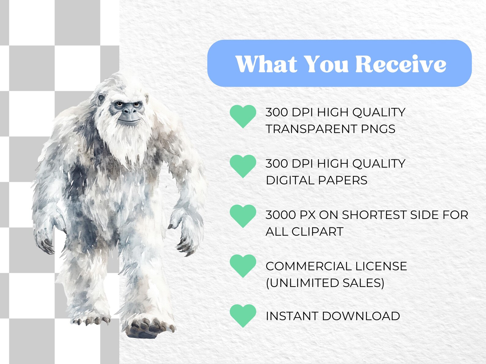 Bigfoot Clipart PNG Graphics, Sasquatch Digital Download, Commercial ...