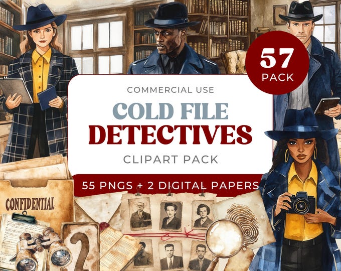 Watercolor Clipart Detective, Spy Graphics, Private Investigator PNG ...