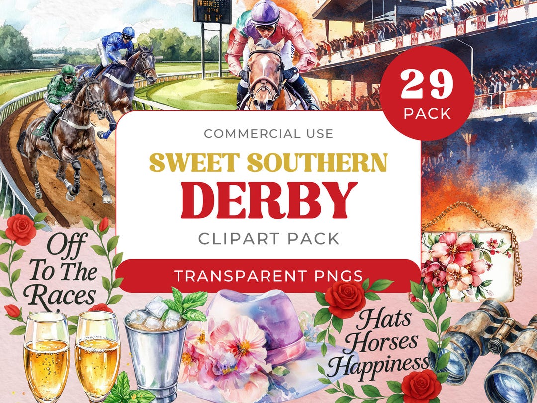 Derby Watercolor Clipart, Horse Racing Digital Download, Equestrian ...
