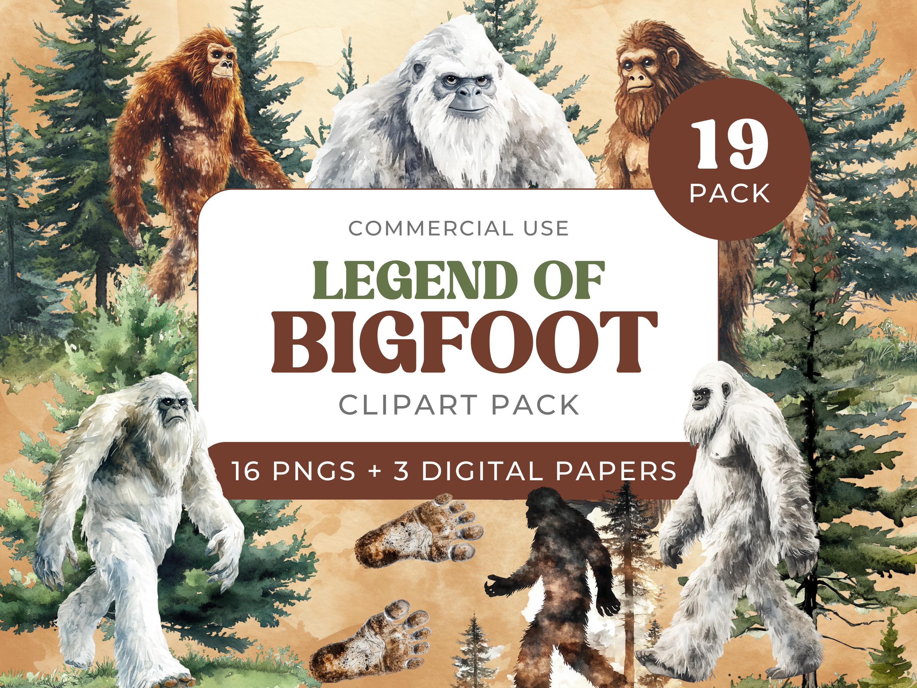 Bigfoot Clipart PNG Graphics, Sasquatch Digital Download, Commercial ...