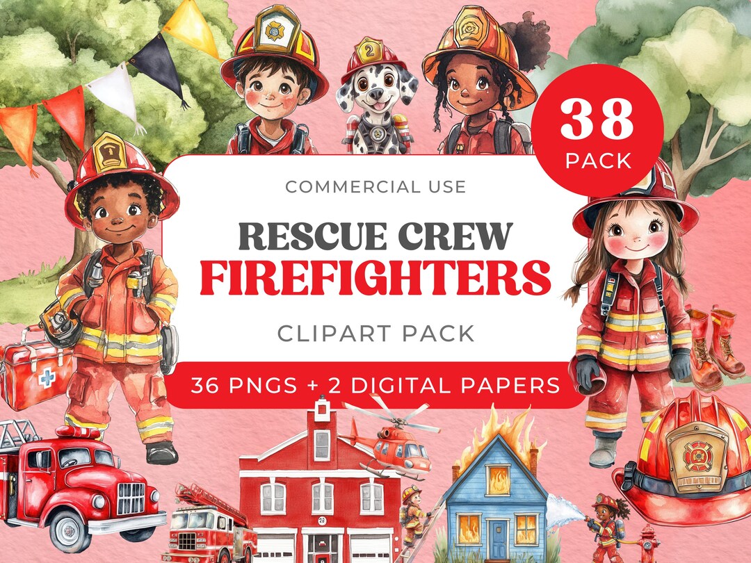 Cute Girl Firefighter Clipart PNG, Fireman Occupation Graphics, Digital ...