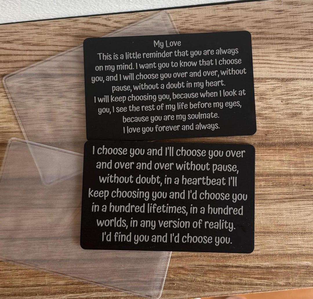 Engraved Aluminum Love Note Wallet Card | Anniversary Gift - Etsy