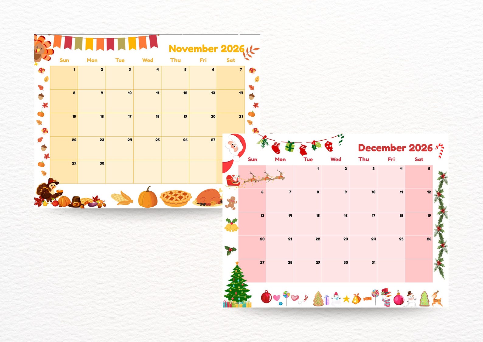 2026 Pastel Wall Calendar Printable PDF, Editable Canva Planner ...