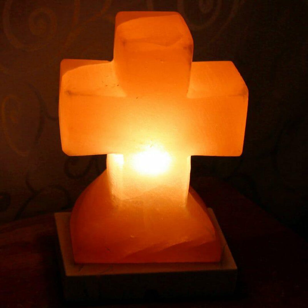 Cross-shaped Himalayan Salt Lamp Handcrafted Himalayan Salt Cross Lamp ...