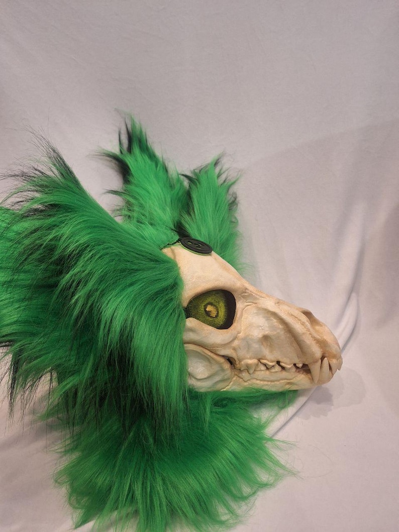 Custom Skulldog Fursuit Head and Paws Set, Green Black Color, Paws with ...