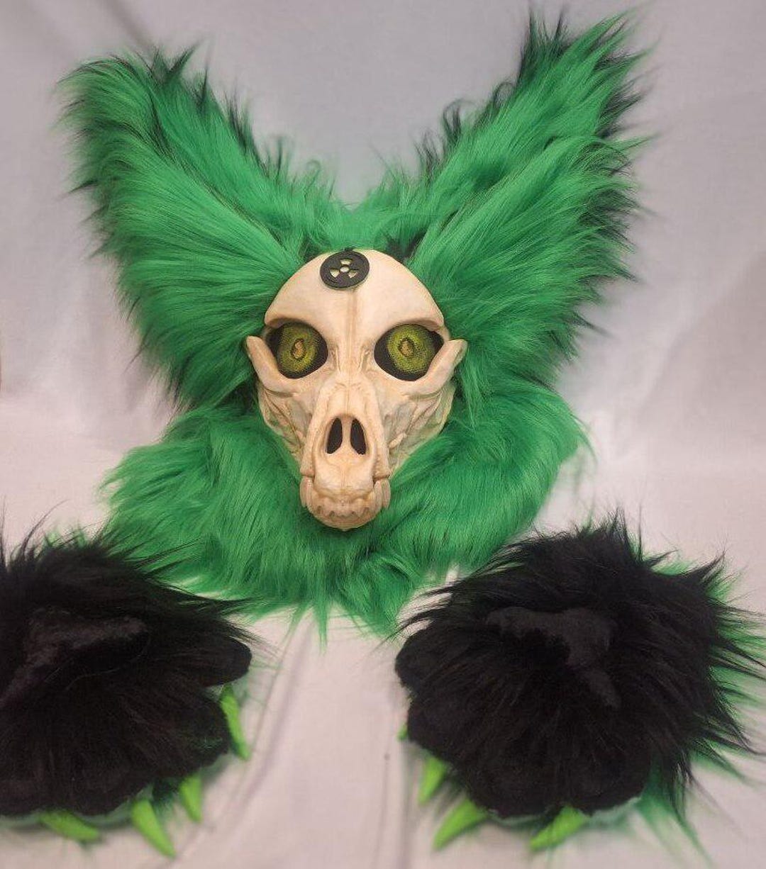 Wasteland Stalker Skulldog Fursuit, Green and Black Mutant With 4 Ears ...