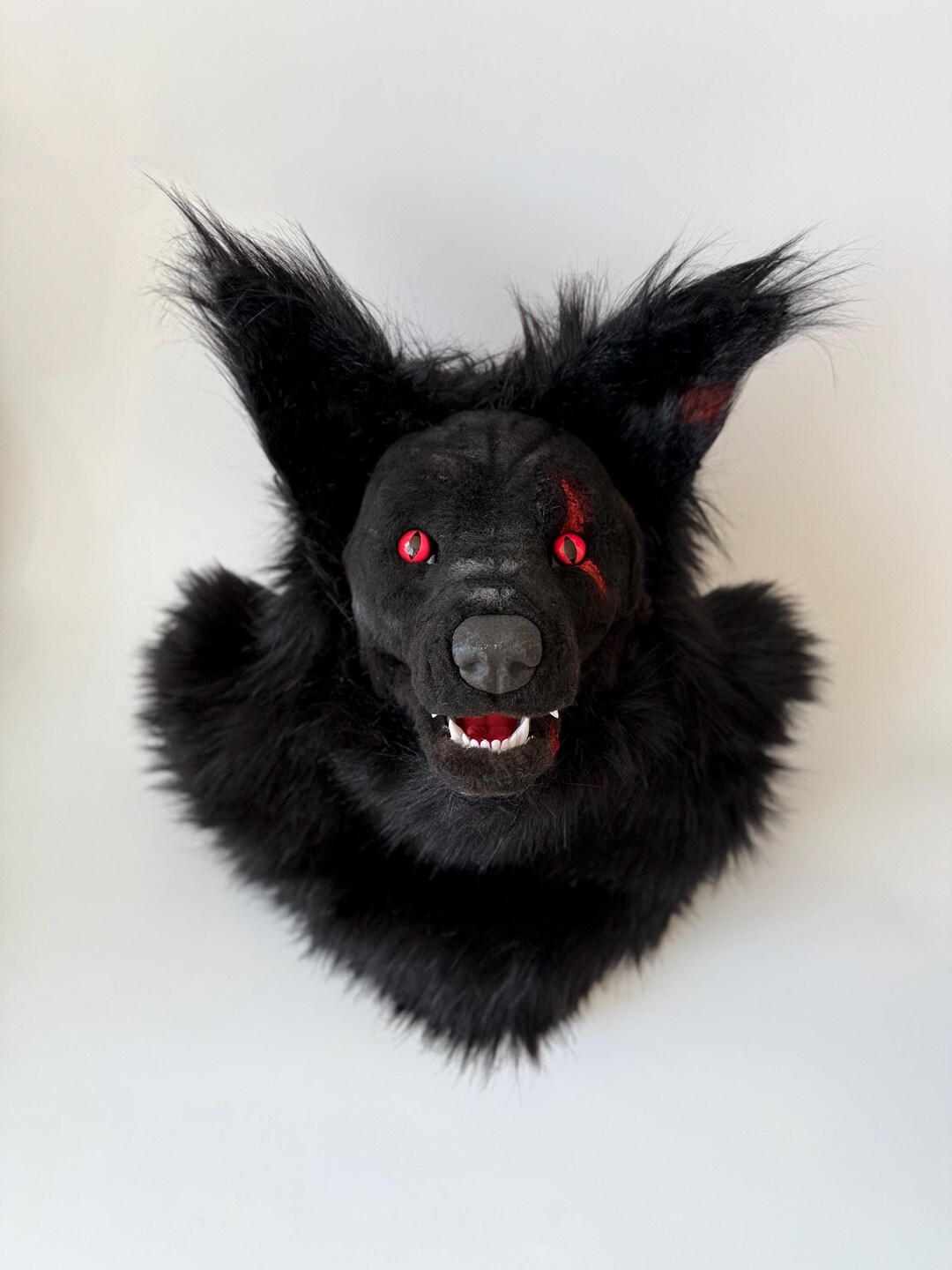 Scary Black Werewolf Fursuit Head With Red Eyes & Movable Jaw ...