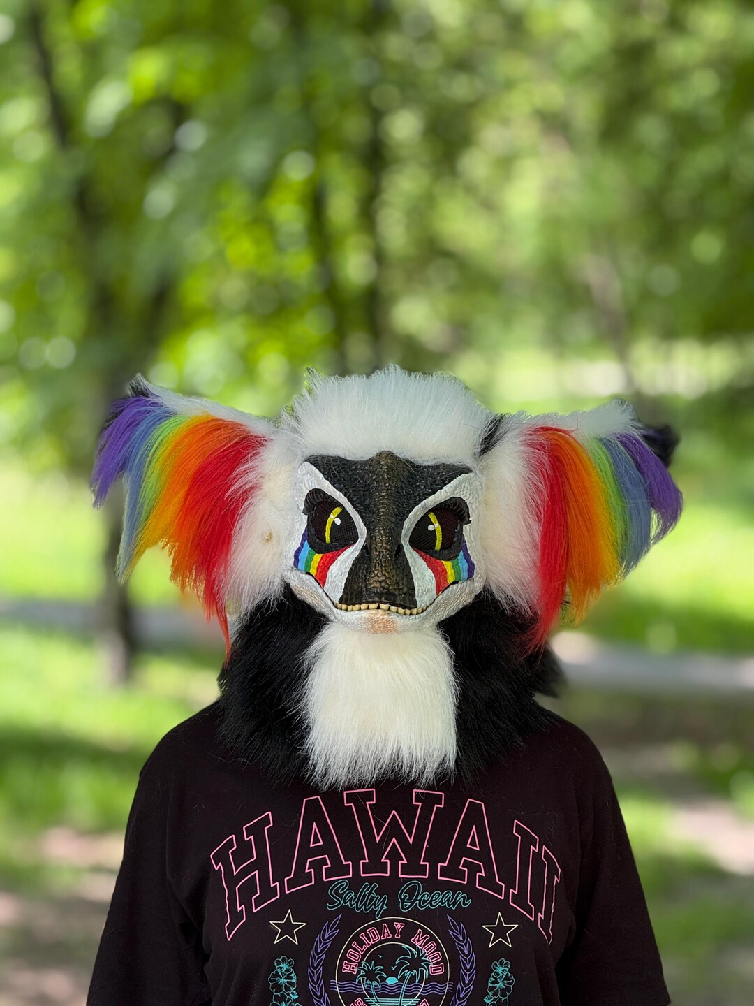 Rainbow Dino Fursuit Head Premade | Custom Furry Mask With Adjustable ...