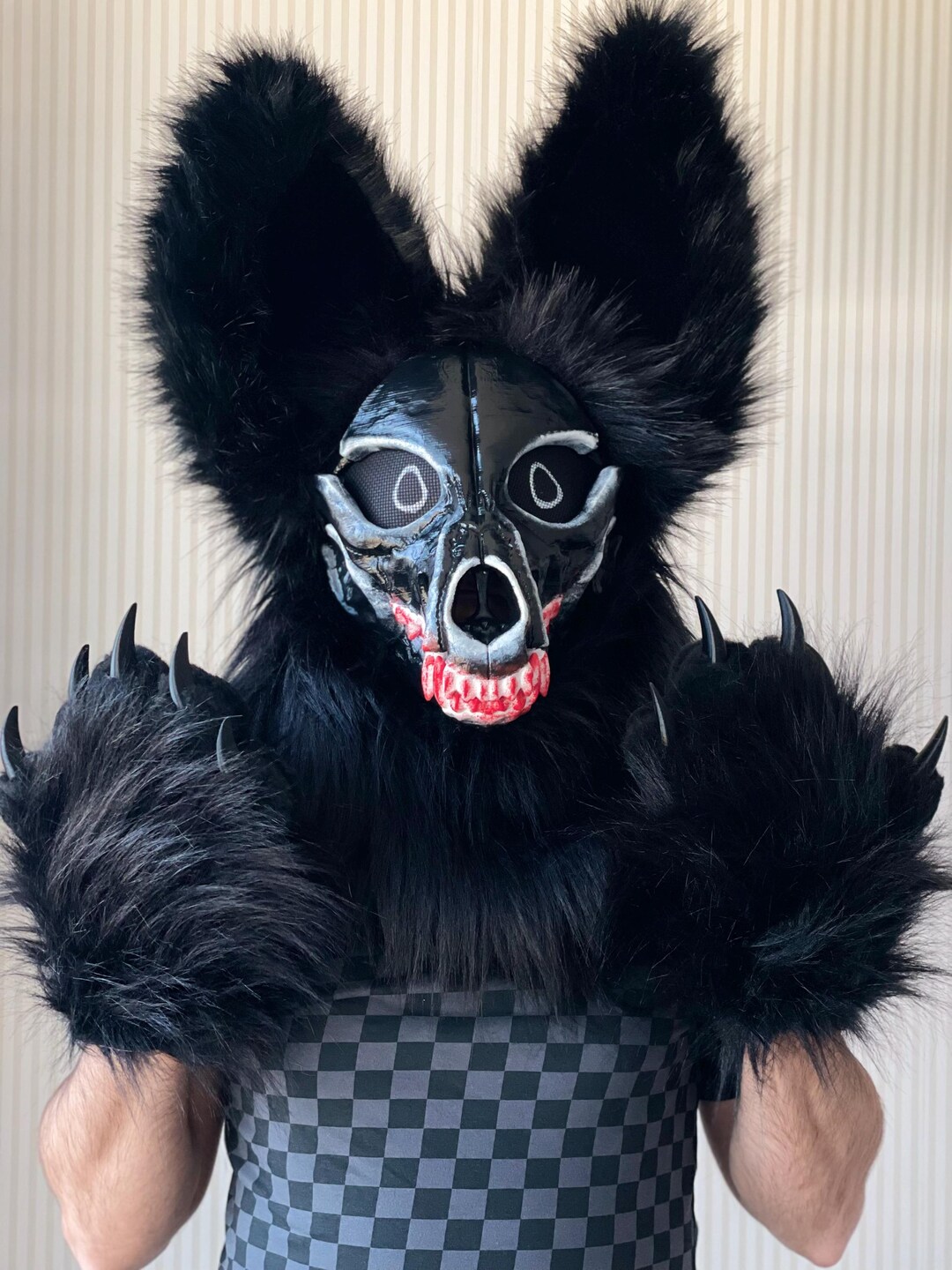 Scary Black Werewolf Fursuit Head Premade With Movable Jaw | Halloween ...