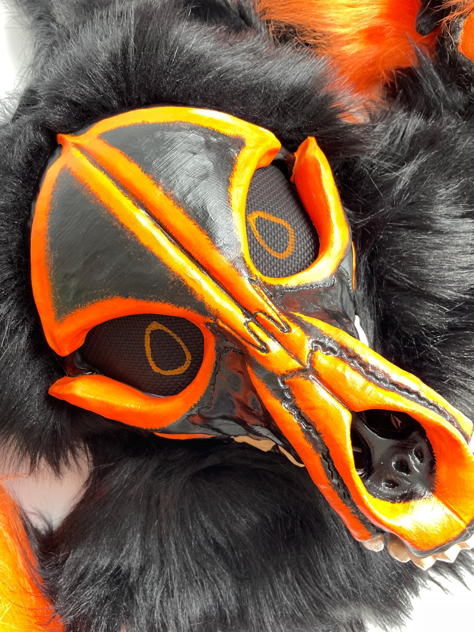 Scary Skulldog Fursuit Set With Movable Jaw, Black Orange Wendigo Head ...