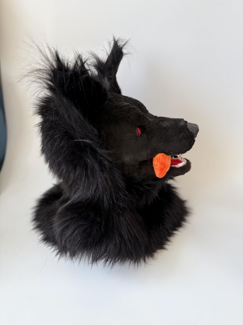 Scary Black Werewolf Fursuit Head With Red Eyes & Movable Jaw ...